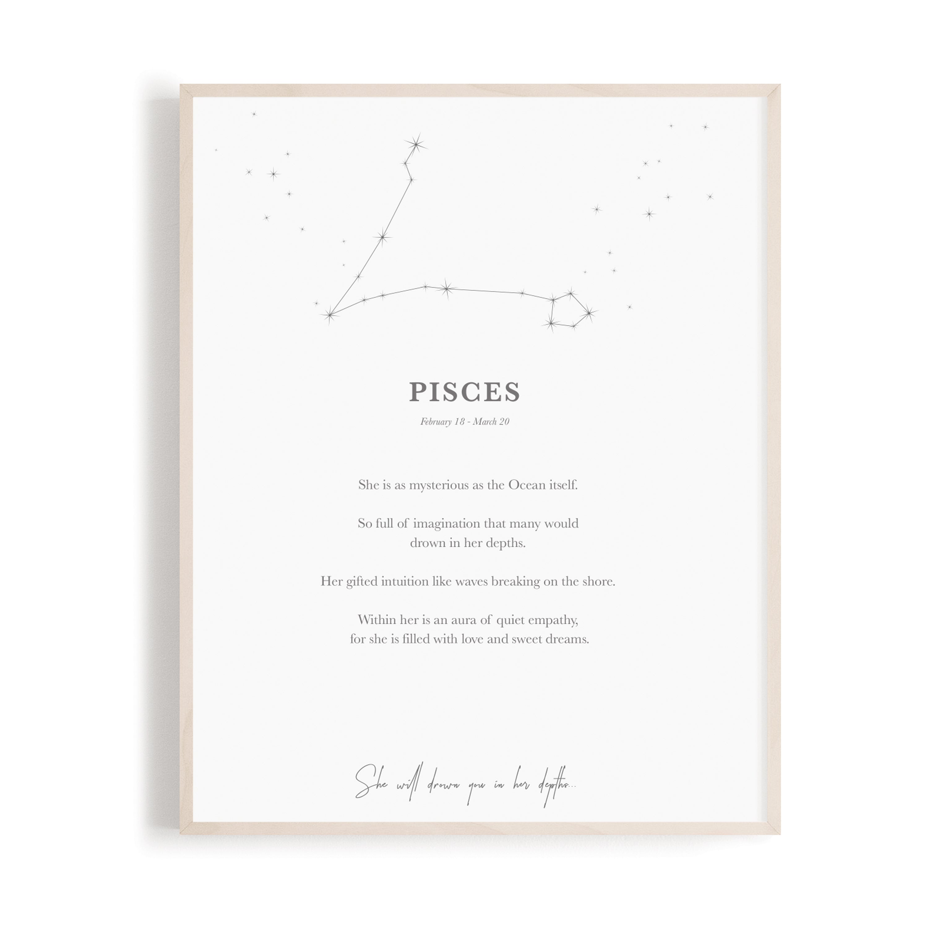 Pisces - Zodiac Word A4 – DAMSELFLY