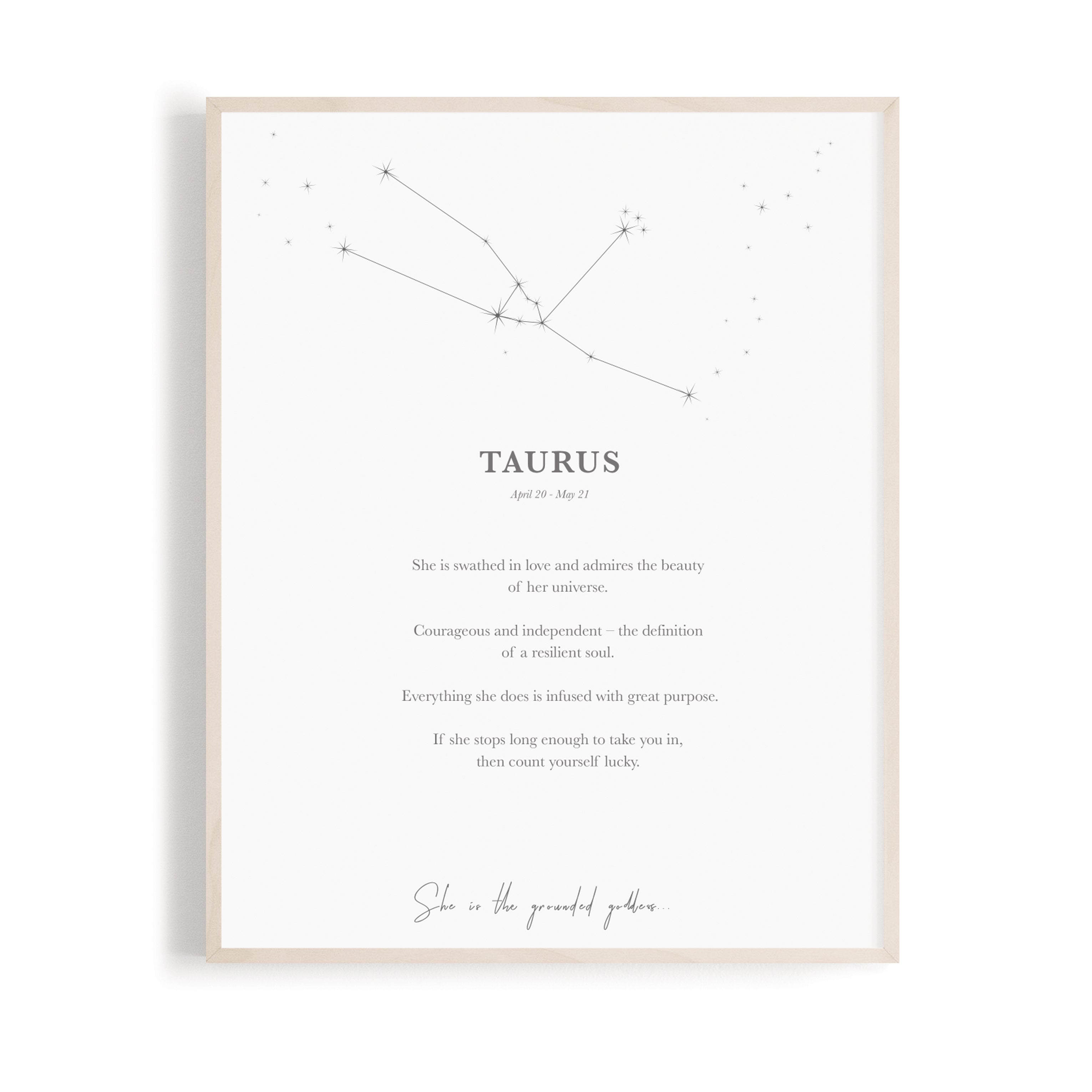 Taurus - Zodiac Word A4 – DAMSELFLY